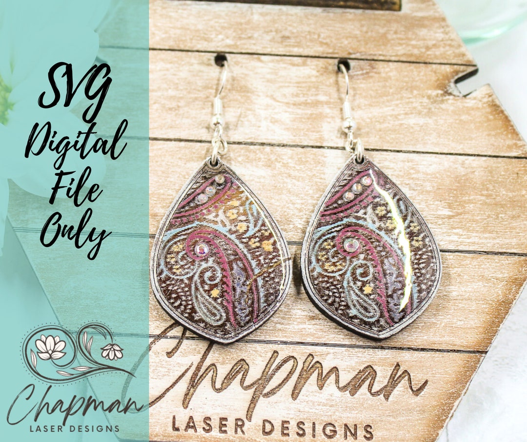 Paisley Pattern Laser Earring File | Tear Drop Earring File - Etsy