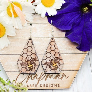 Bee on Honeycomb Earring Digital File / Bee SVG / Honeycomb SVG ...