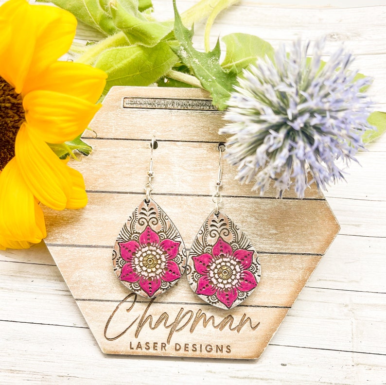 Mendi Earring SVG / Floral Earring SVG / Laser File / Earring File - Etsy