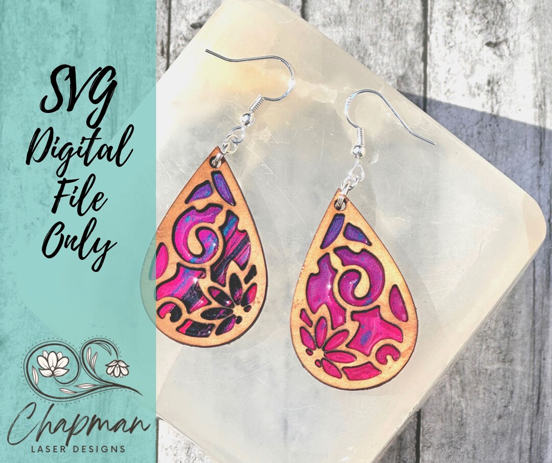 Floral Cut Out Earring SVG, Flower Laser Earring File, Glowforge ...