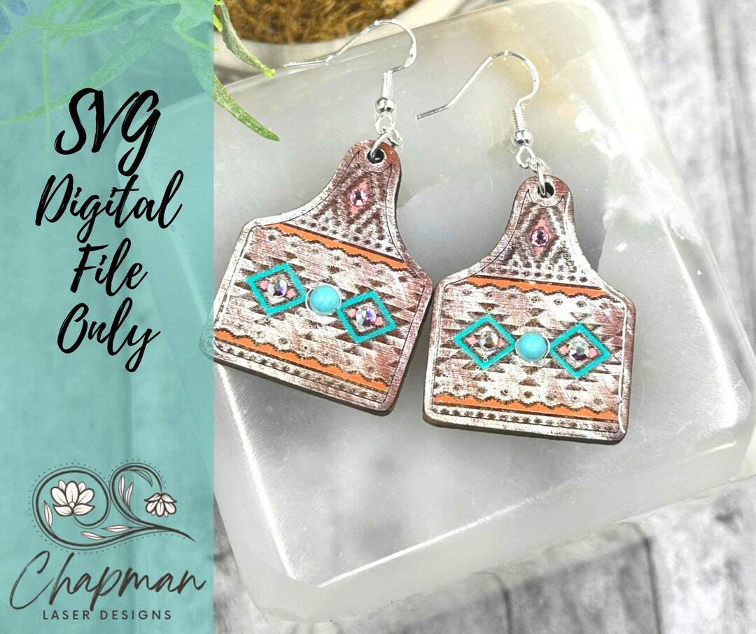 Rustic Western Ear Tag Shape Laser Earring File / Earring SVG - Etsy