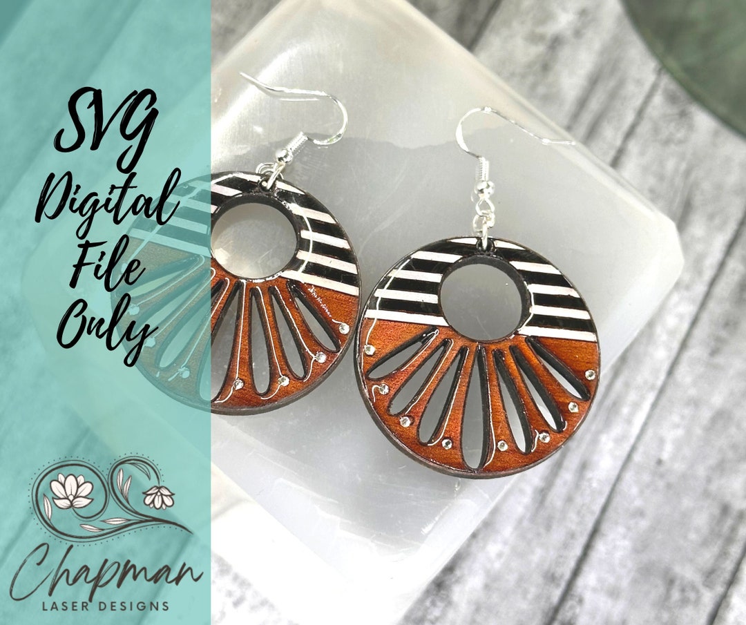 Stripped Cut Out Earring Laser File | Laser Earring SVG | Earring File ...
