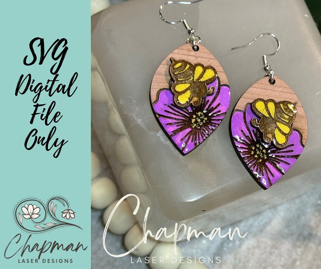 Laser-cut Floral Bee Earrings SVG: Craft Your Own Nature-inspired ...