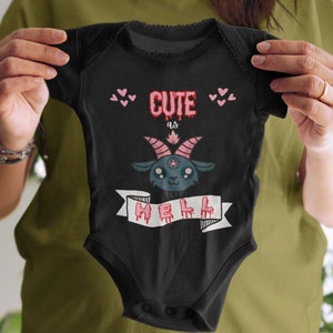 Baby Baphomet Onesie Cute as Hell Goth Baby Onesie Infant Baby Rib ...