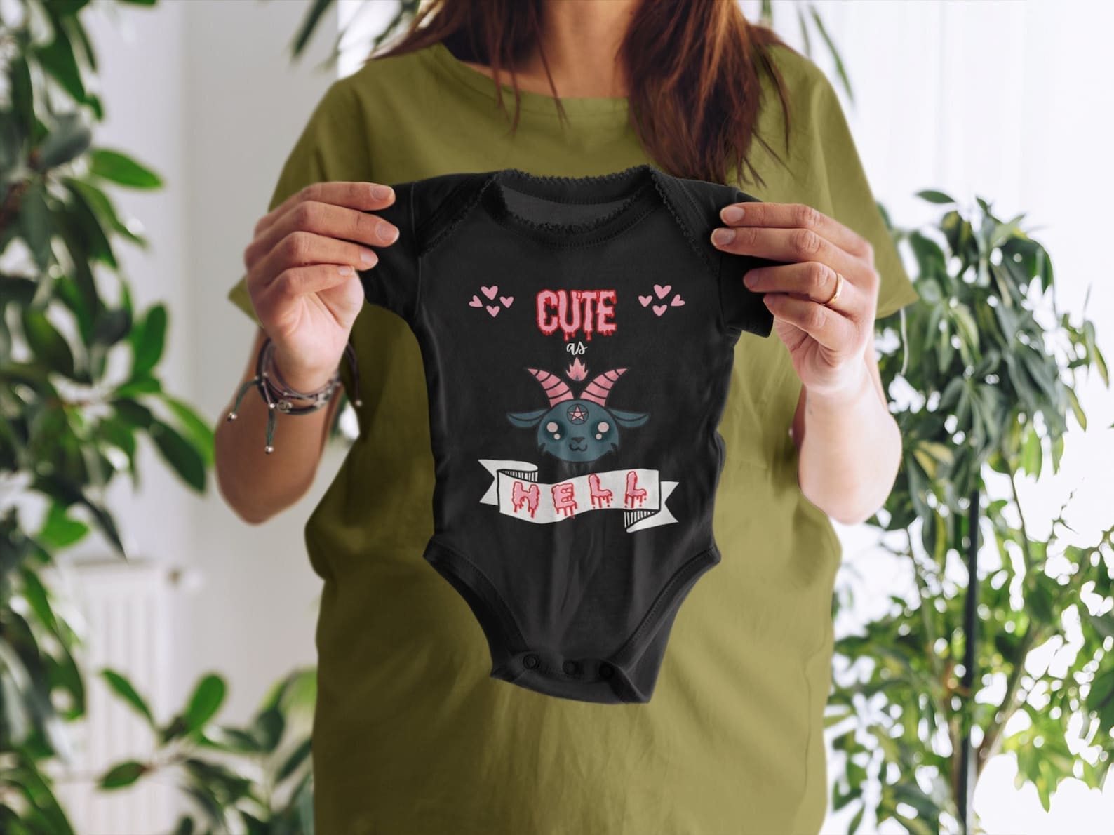 Baby Baphomet Onesie Cute as Hell Goth Baby Onesie Infant Baby Rib ...