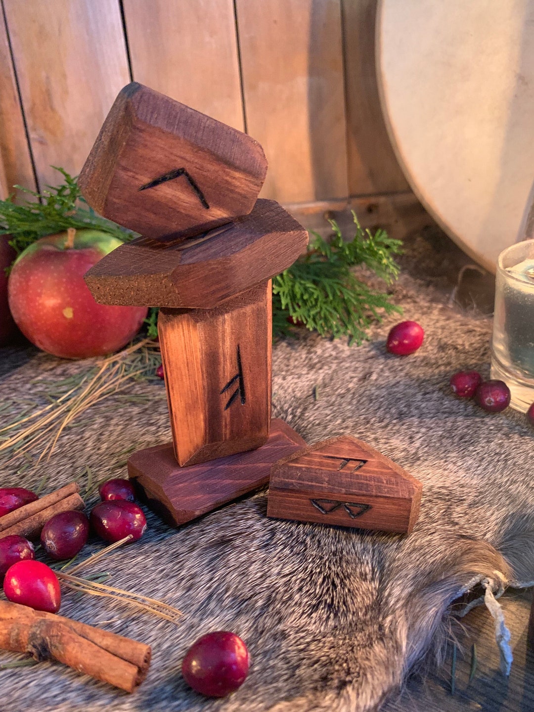 Norse Pagan Cedar Wood Stacking Stones X 6 Traditional Wooden Yule - Etsy