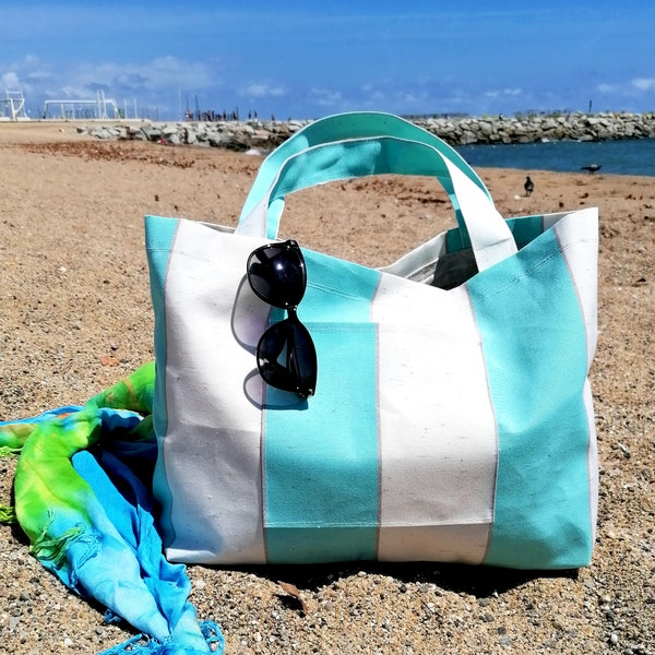 Striped Beach Bag - Etsy