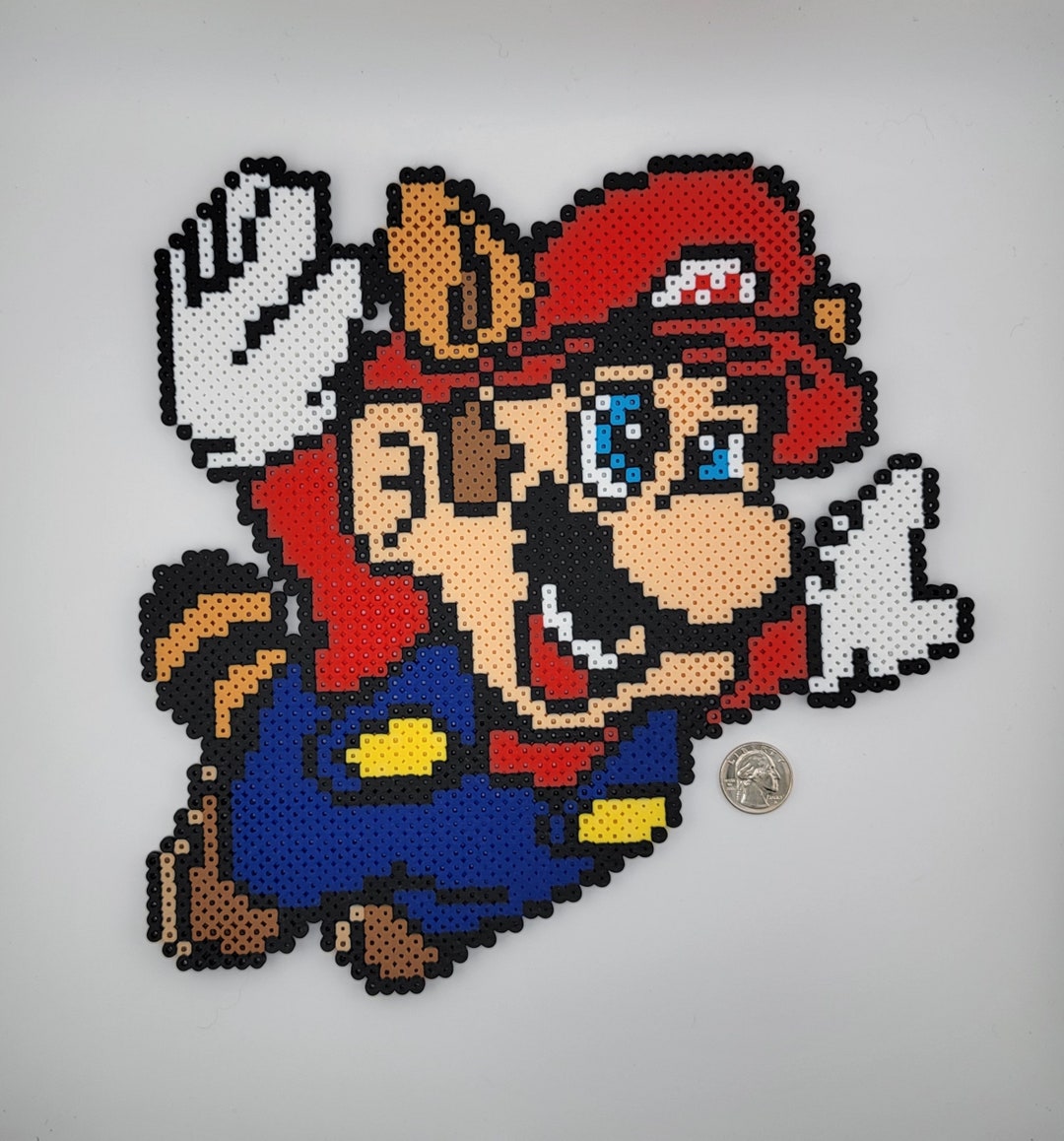 Raccoon Mario - Pixel Art - Made From Perler Beads - Etsy