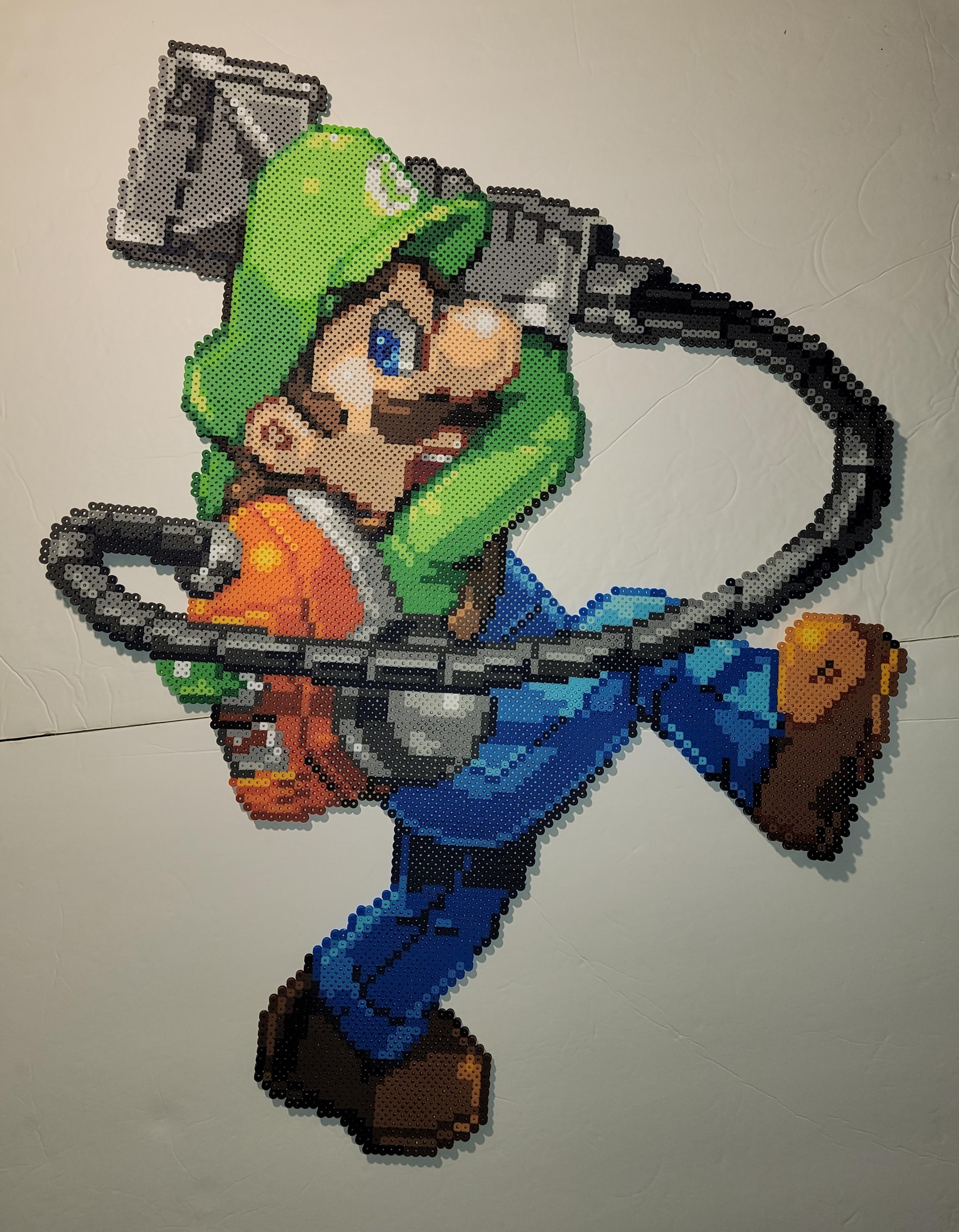 Luigi With Vacuum - Pixel Art - Made From Perler Beads - Etsy