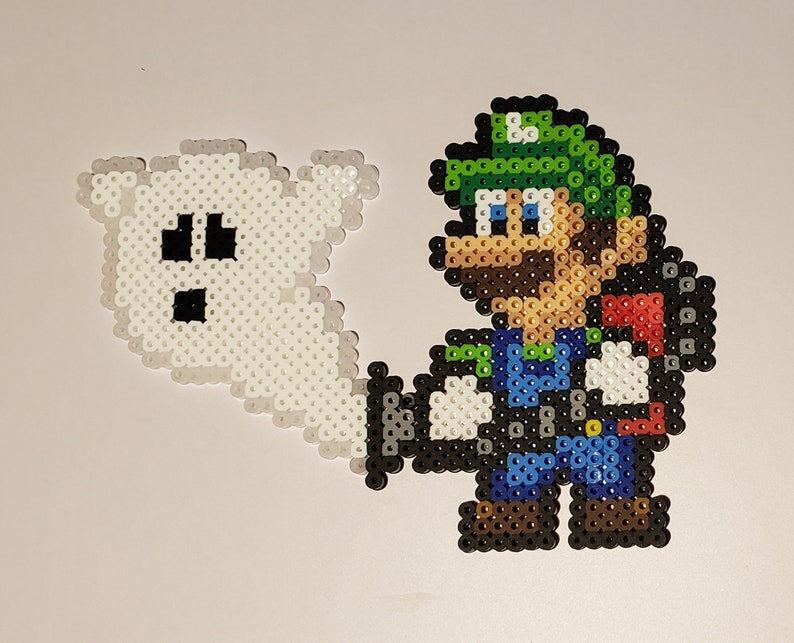 Luigi's Mansion W/ghost - Pixel Art - Made From Perler Beads - Etsy