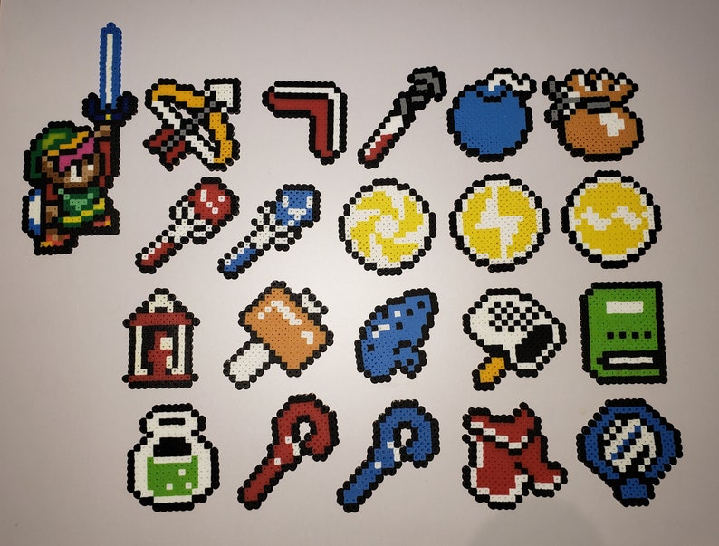 Zelda - Link & Items - SNES 16bit - Pixel Art - Made From Perler Beads ...