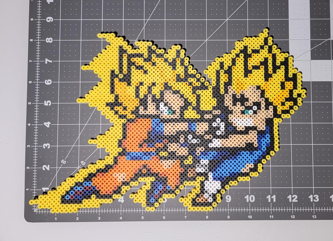 SSJ Goku Vs SSJ Vegeta Fighting - Pixel Art - Made From Perler Beads - Etsy