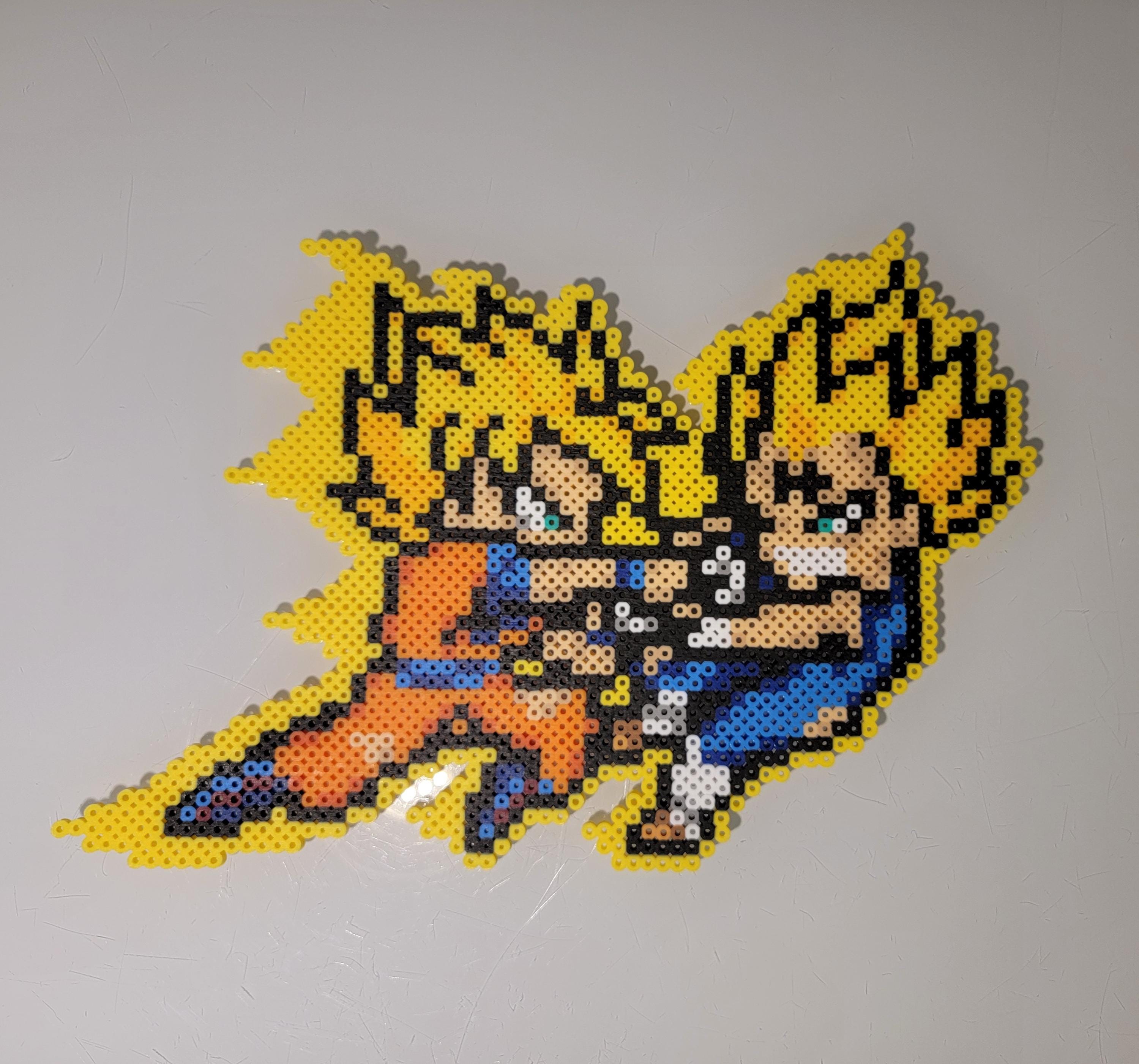 SSJ Goku Vs SSJ Vegeta Fighting - Pixel Art - Made From Perler Beads - Etsy
