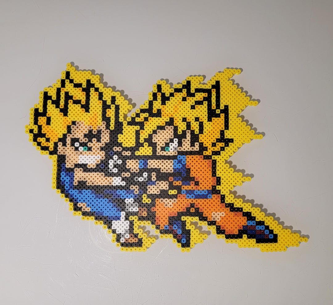 SSJ Goku Vs SSJ Vegeta Fighting - Pixel Art - Made From Perler Beads - Etsy