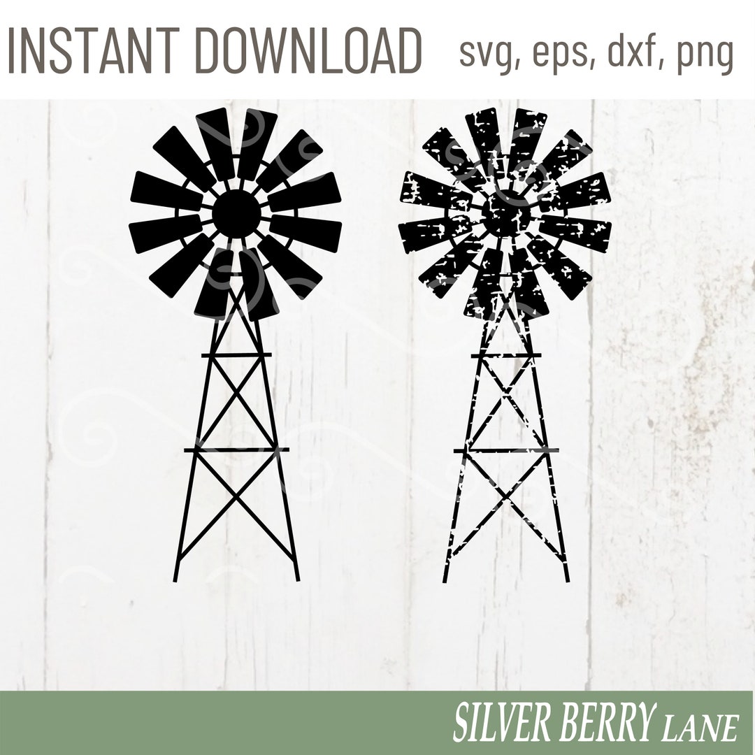 Windmill and Grunge Windmill Svg-windmill SVG- Farmhouse Svg-farm Svg ...