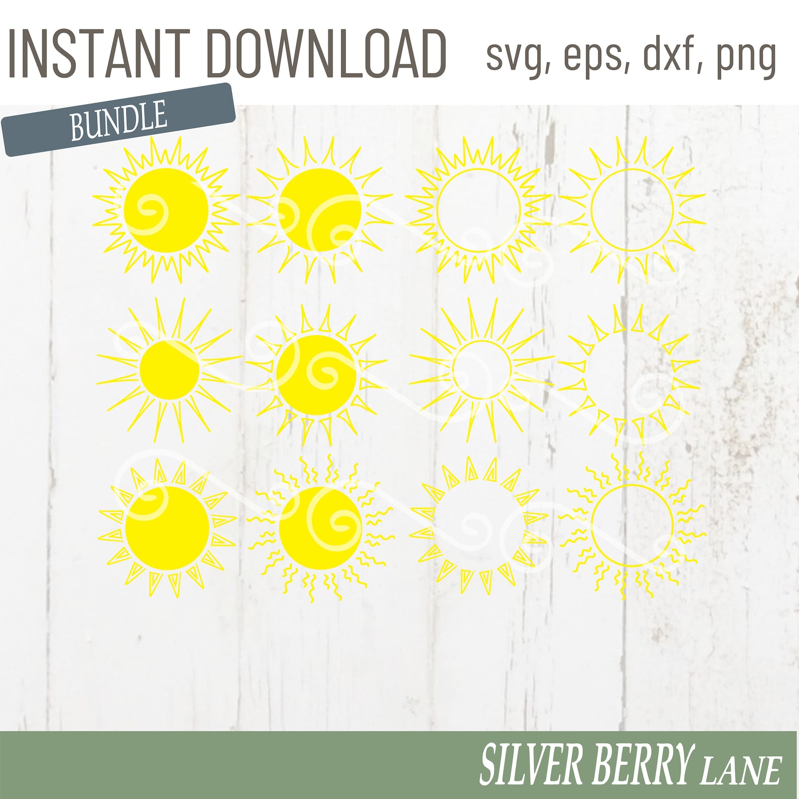Sun Svg-sun Clip Art-sun Cut File-hand Drawn Sun-sun Bundle Svg ...