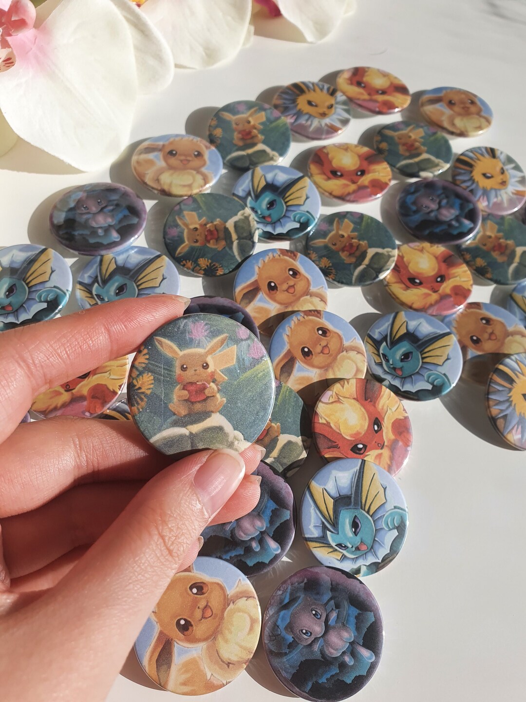 Pokemon Badges Pokemon Buttons Pikachu Eevee Flareon - Etsy
