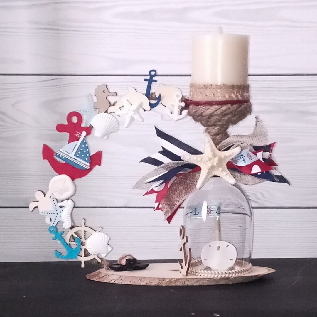 Nautical Candle Centerpiece | Nautical Candle Holder - Etsy