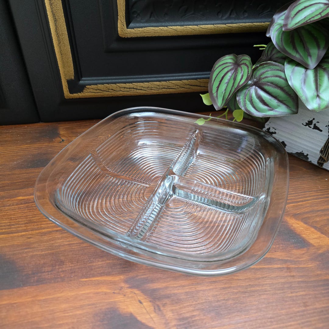 Menu Plates, Glass Compartment Plates - 1960s 1970s, Gastro Plates ...