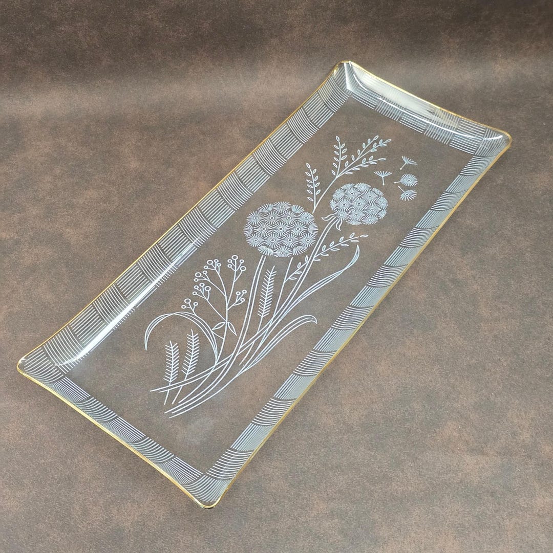 Square Glass Cake Plate 33 Cm – Heye – 1970s Vintage – With Gold Rim ...