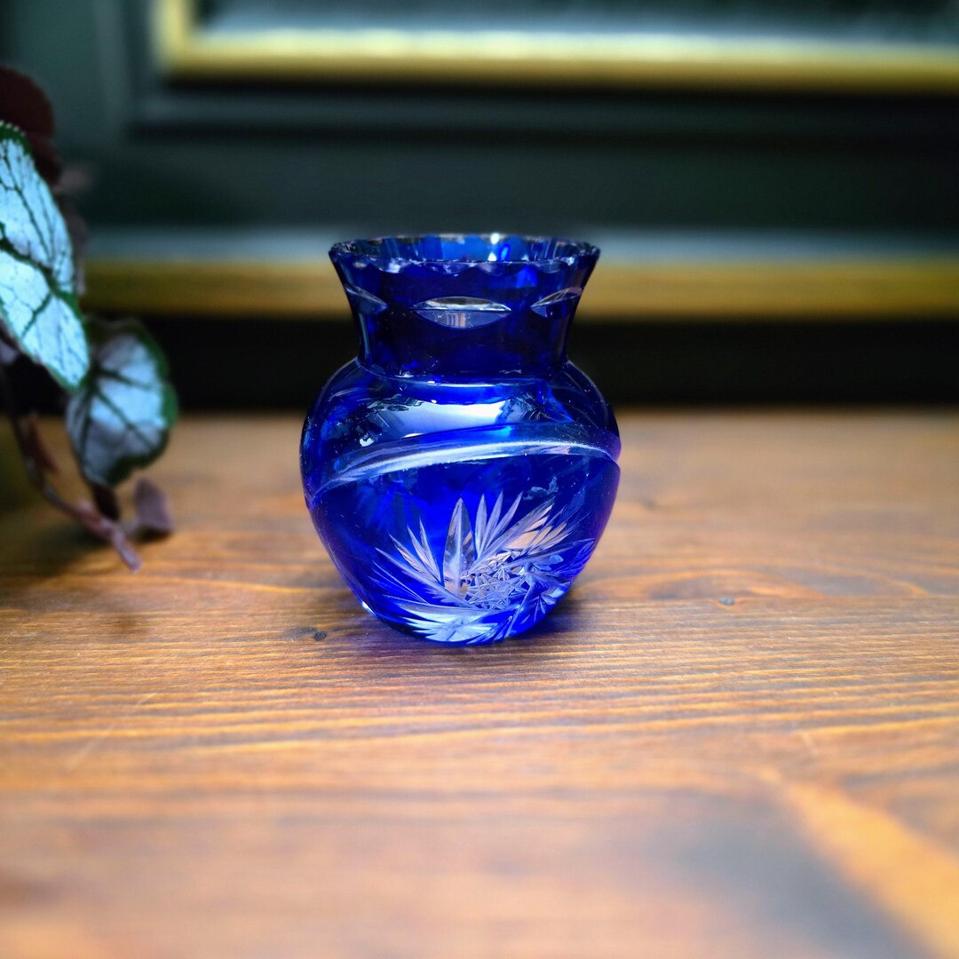 Vintage Mini Vase Cobalt Blue – Bohemian Crystal Glass With Sling Star ...