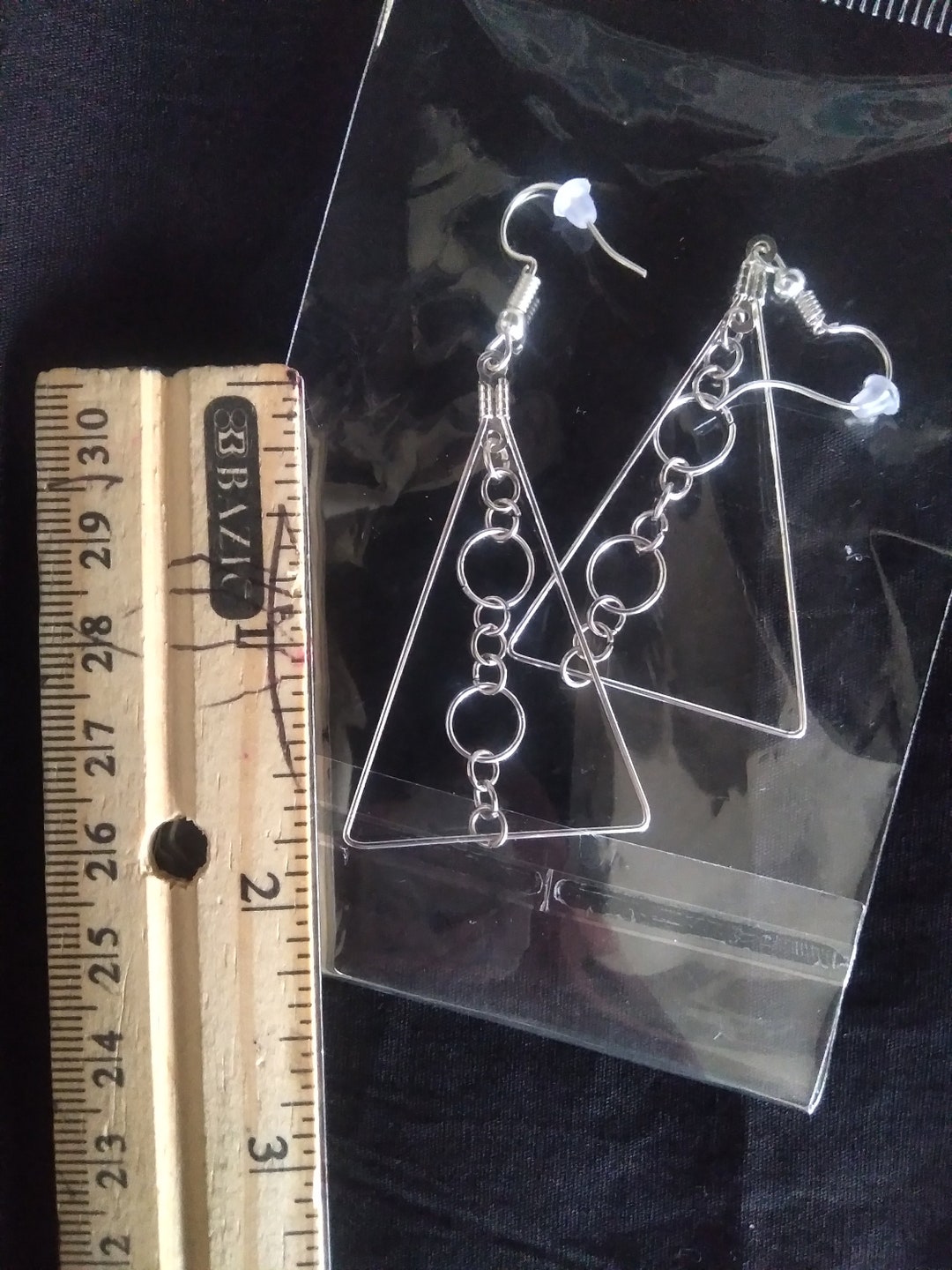 Light Weight Dangle Drop Triangle Earrings With Chain Accent - Etsy