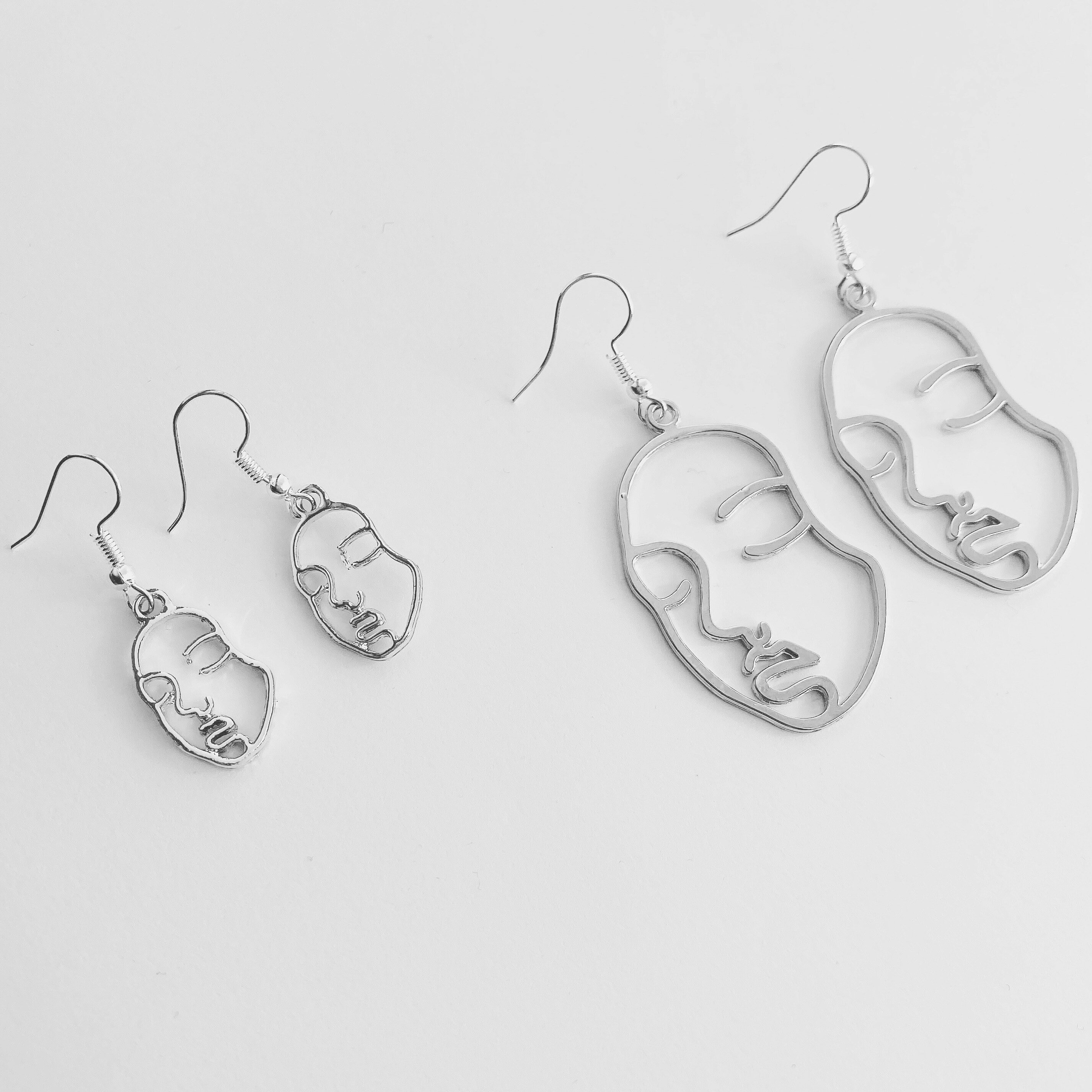 Silver Face Earrings | Etsy