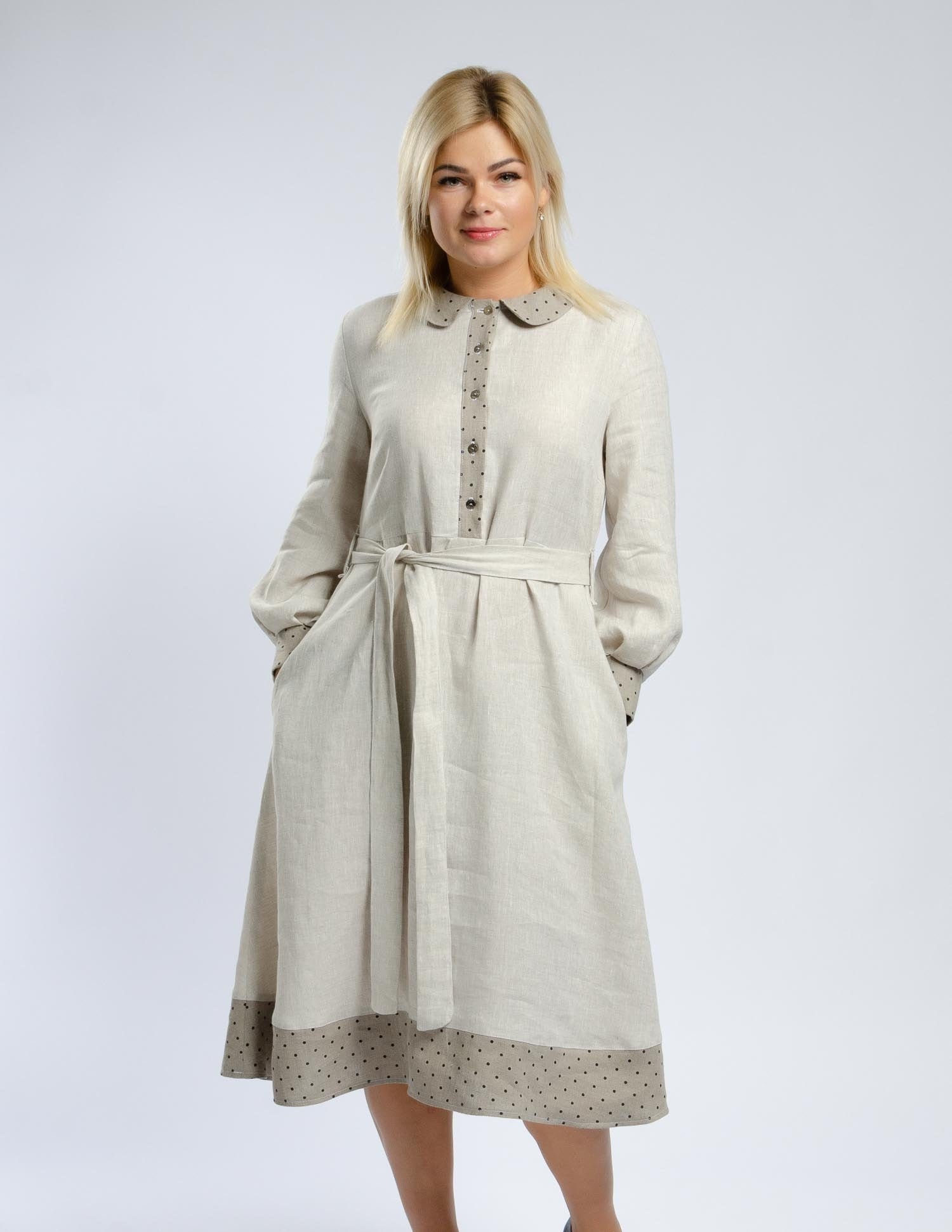 CINDY Peter-pan Collar Womens Linen Dress, Minimalist Clothing, A-line ...