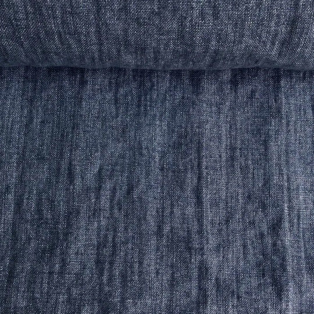 Blue Melange Linen Fabric by Meter, OEKO-TEX Linen, Softened Linen ...