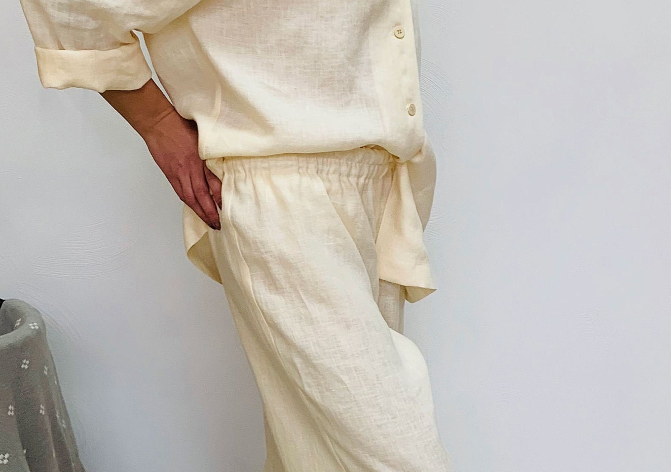 Washed Linen Long Sleeve Pajama Set Linen Homewear Linen - Etsy