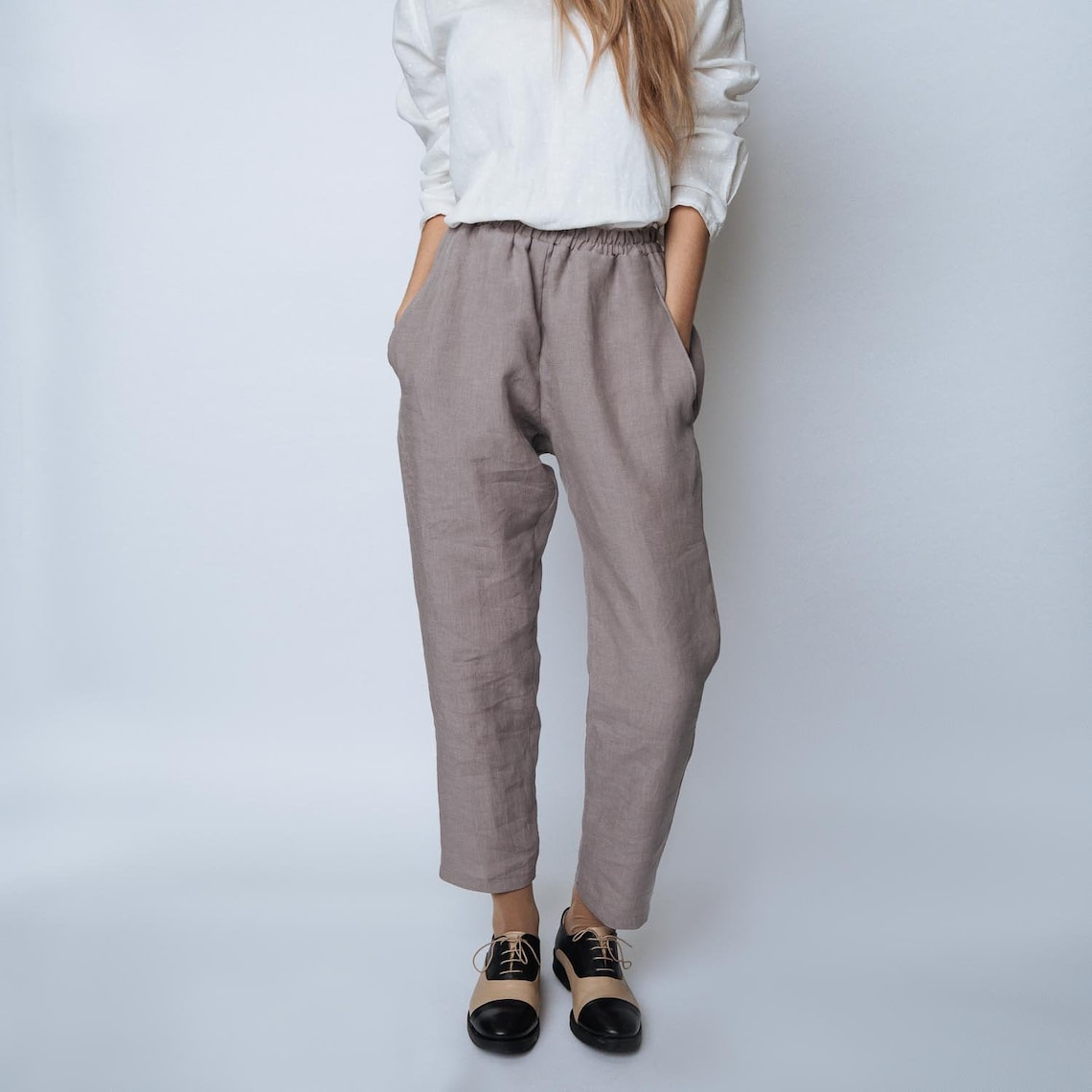 Linen Pants With Elastic Waistband and Inner Pockets for Women - Etsy