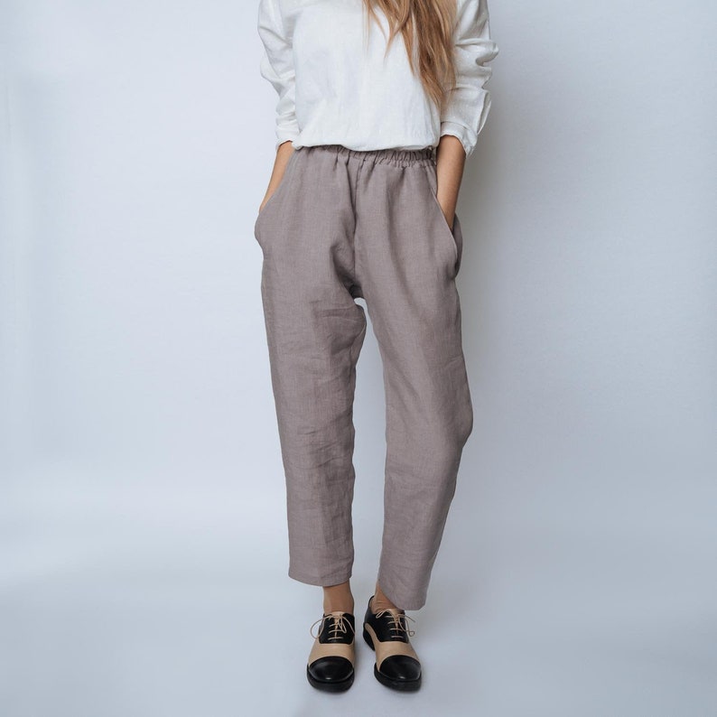Linen Pants With Elastic Waistband and Inner Pockets for Women - Etsy