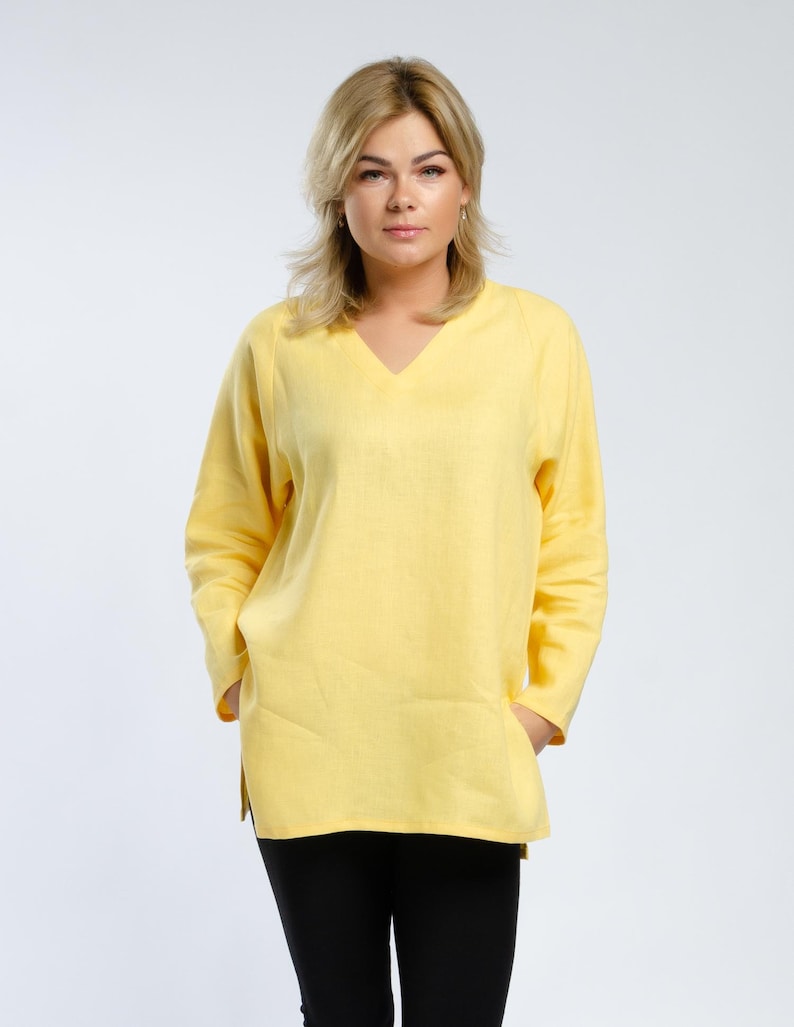 Yellow Linen Tunic for Women VIVIAN Oversized Linen Tunic - Etsy