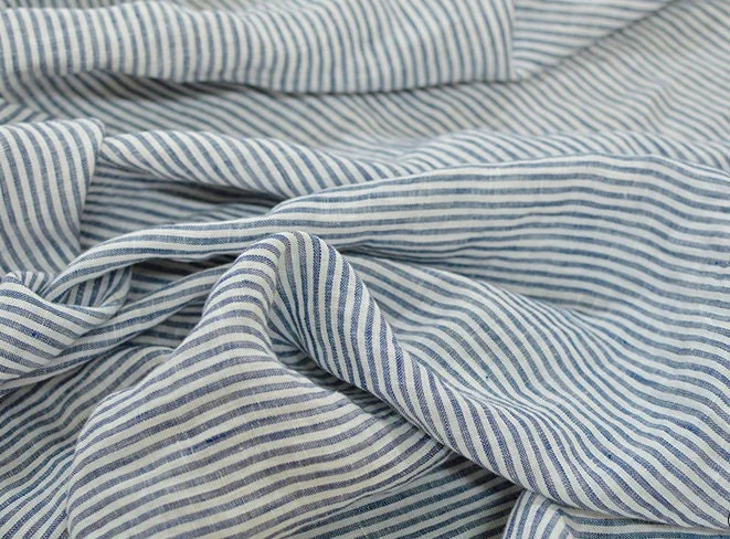 Navy Blue Check Linen Fabric by Meter OEKO-TEX Linen - Etsy
