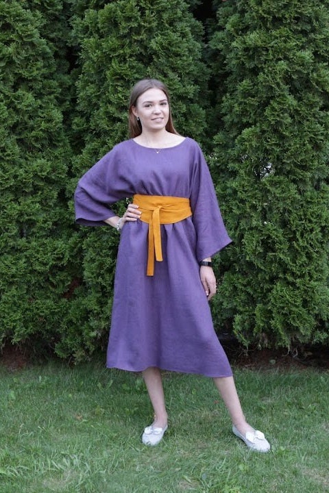 Linen Obi Belt Linen Dress Belt Linen Accessory Handmade - Etsy