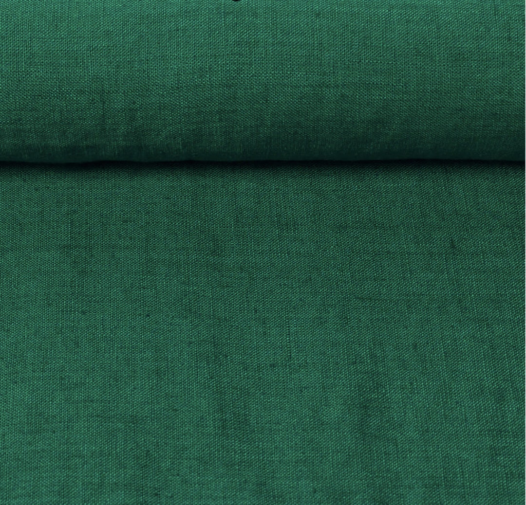 Deep Green Colour, Linen Fabric by Meter, OEKO-TEX Linen, Softened ...
