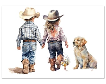 Happy Cowboys Premium Matte Paper Poster Wall Art by Marina Blue Studio ...
