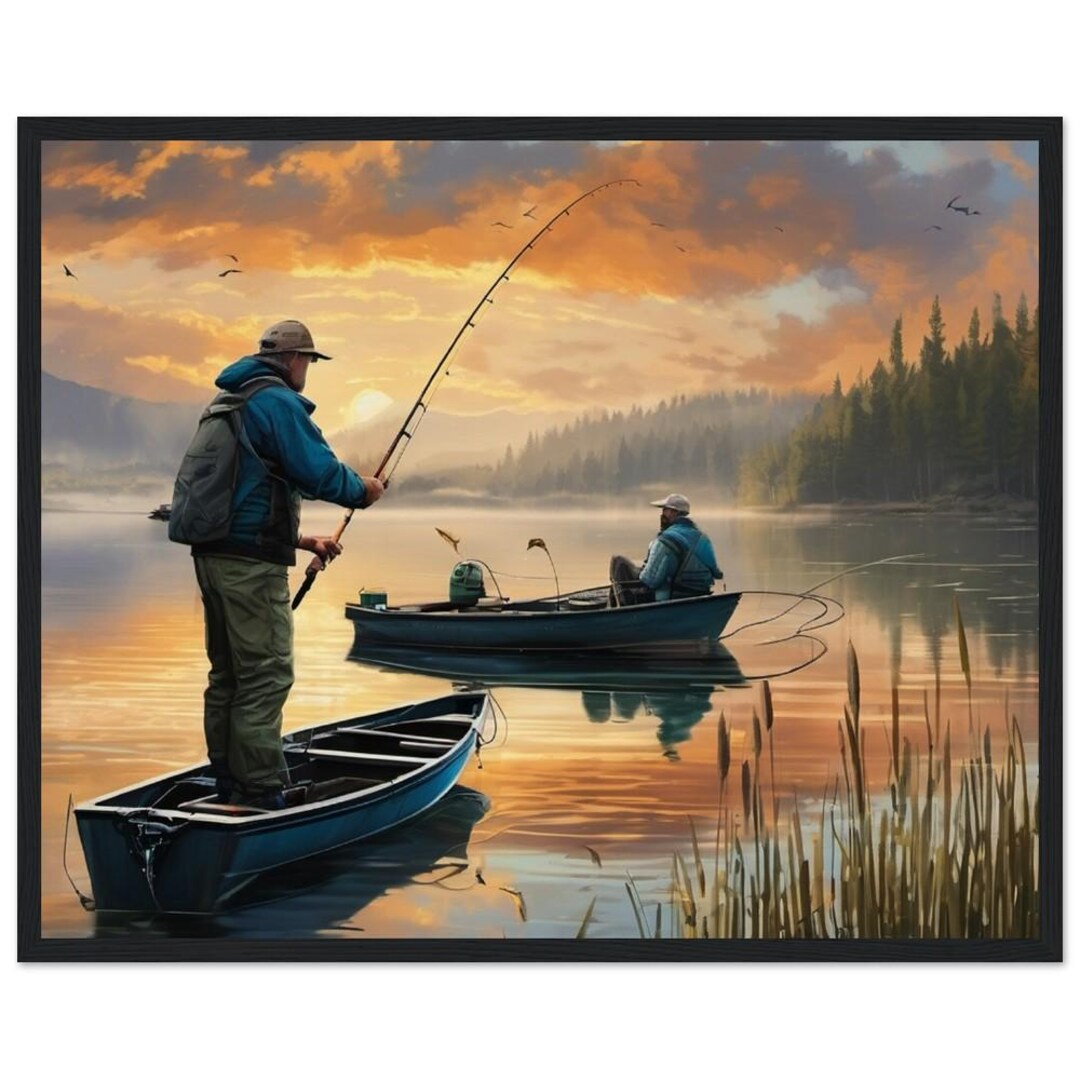 16x20 Poster Fishing on the Lake - Wooden Framed Poster - Etsy