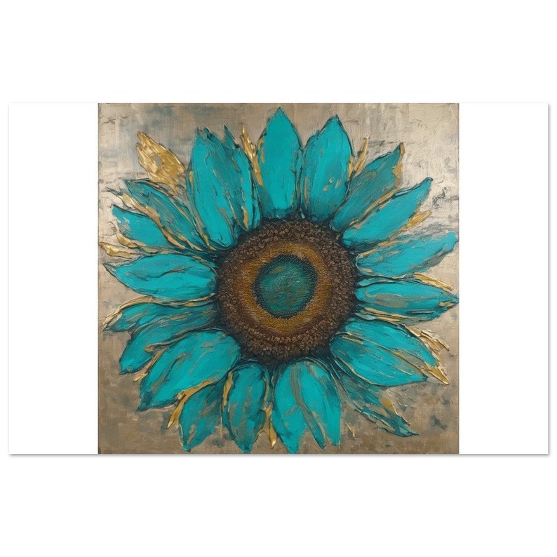 TEAL SUNFLOWER POSTER - Etsy