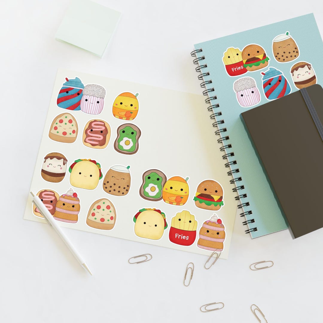 Foodie Sticker Sheets - Hand Drawn Designs for Branding, Art, Vinyl ...