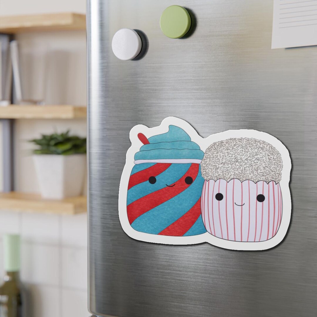 Die-cut Magnet - Super Cute Slushie and Popcorn Design, Foodie, Squish ...