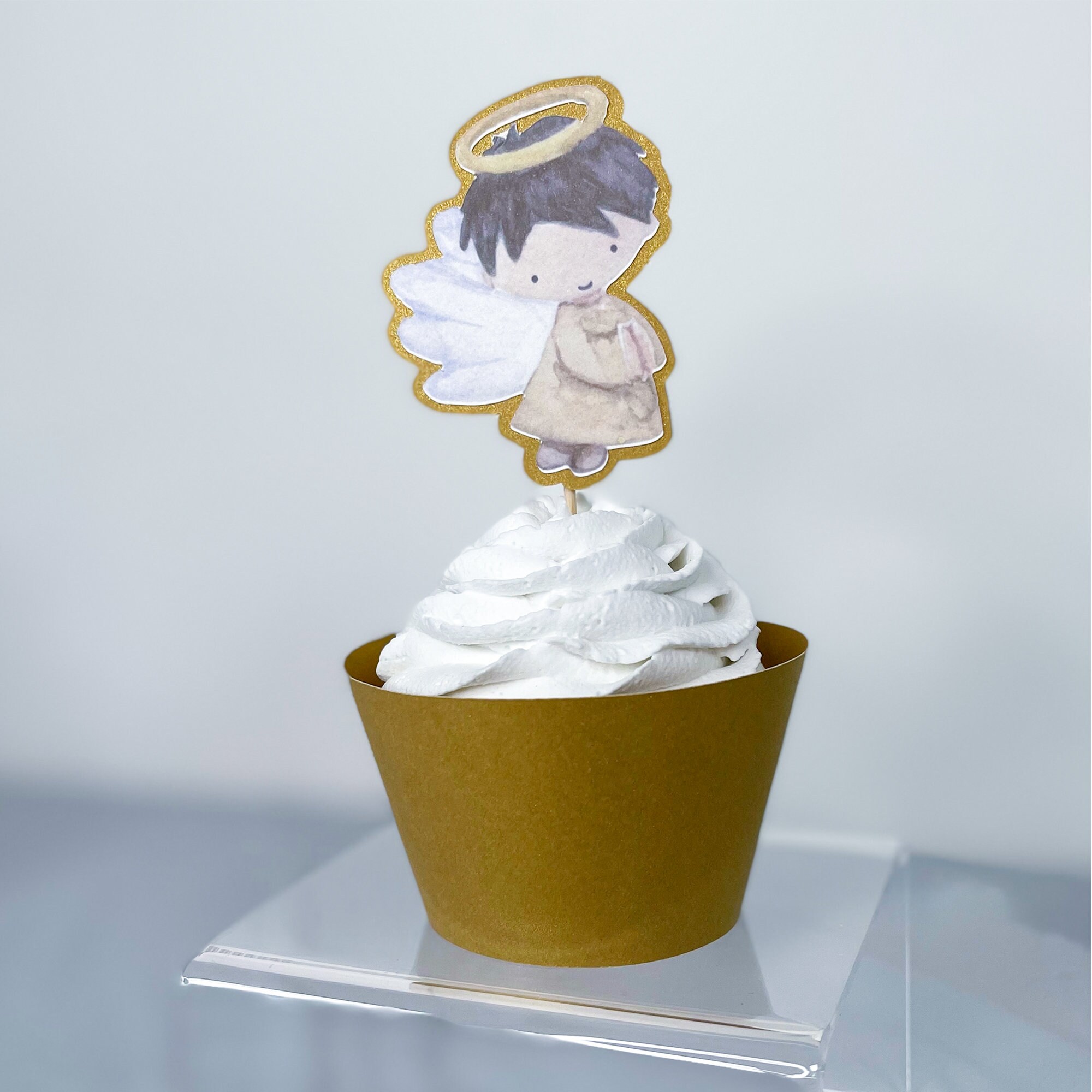Christening, Cupcake Topper and Sleeve, Boy Christening Party ...