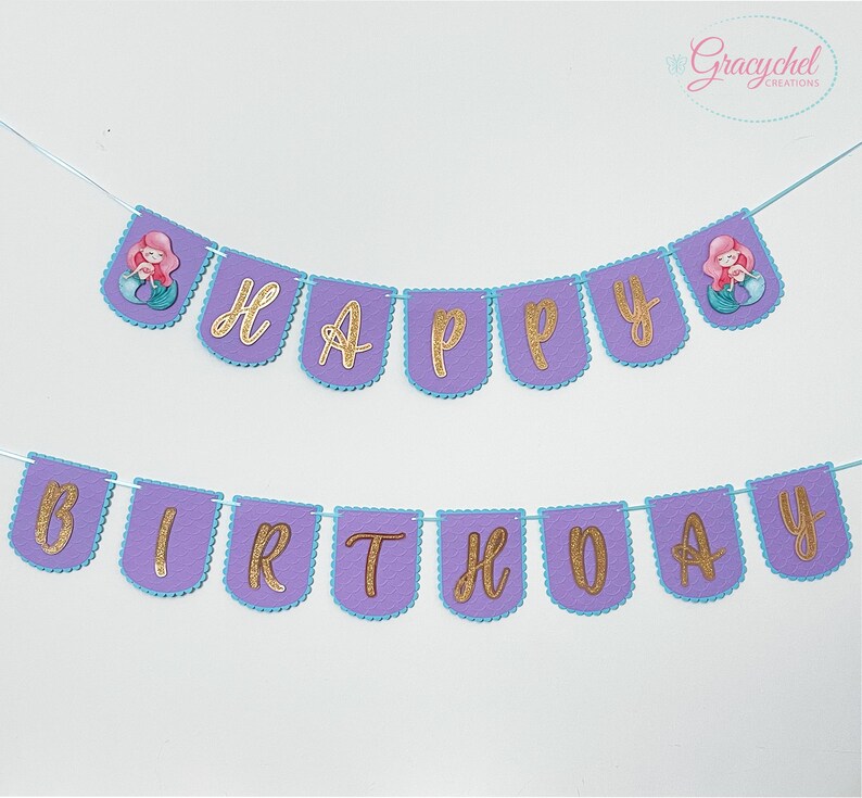 Mermaid Wall Banner, Under the Sea Party Decorations. Happy Birthday ...