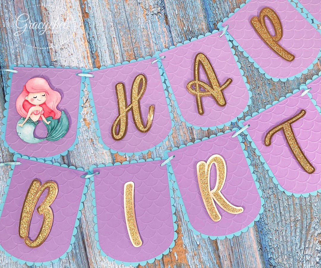 Mermaid Wall Banner, Under the Sea Party Decorations. Happy Birthday ...