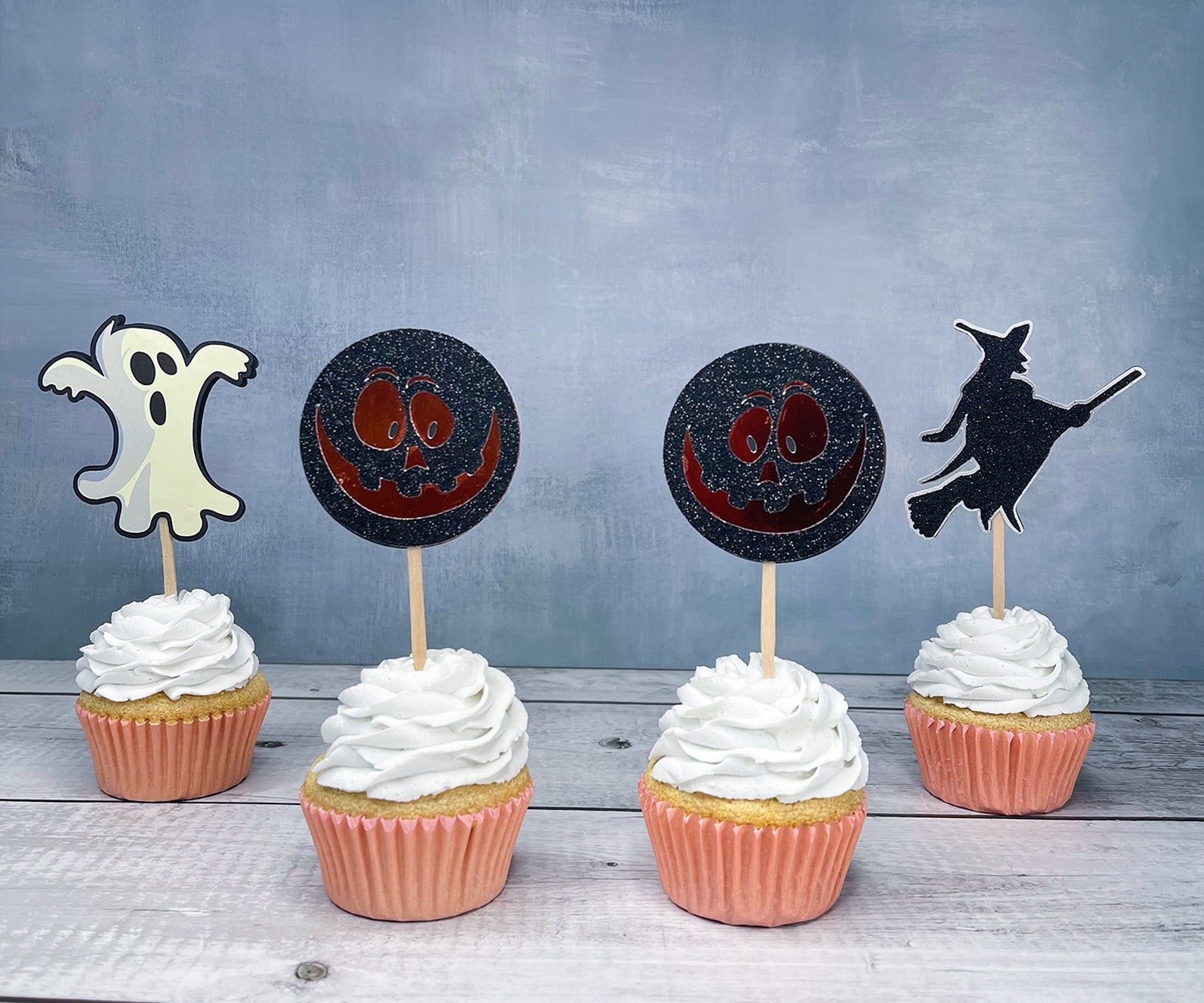 Set of 12 Halloween Cupcake Toppers, Spooky Ghost Cupcake Topper, Jack ...