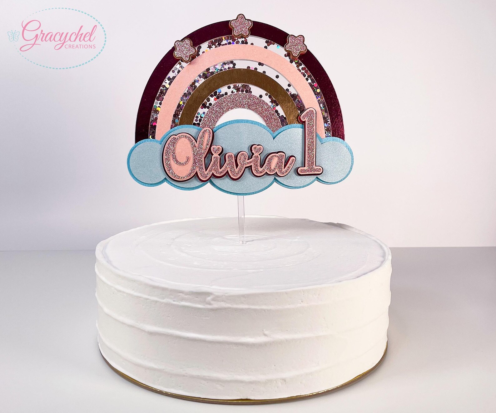 Rainbow Shaker Cake Topper, Rainbow One Theme Party Decoration, One ...