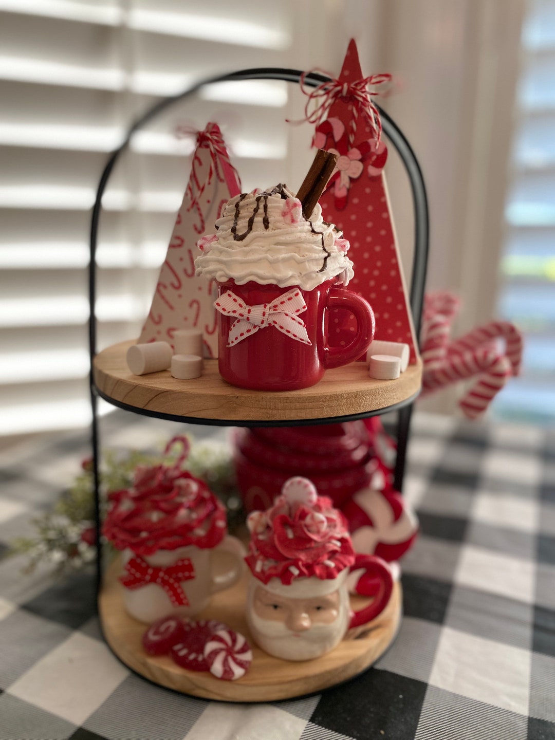 Candy Cane Christmas Tiered Tray Decor*winterdecor*gingercookie ...
