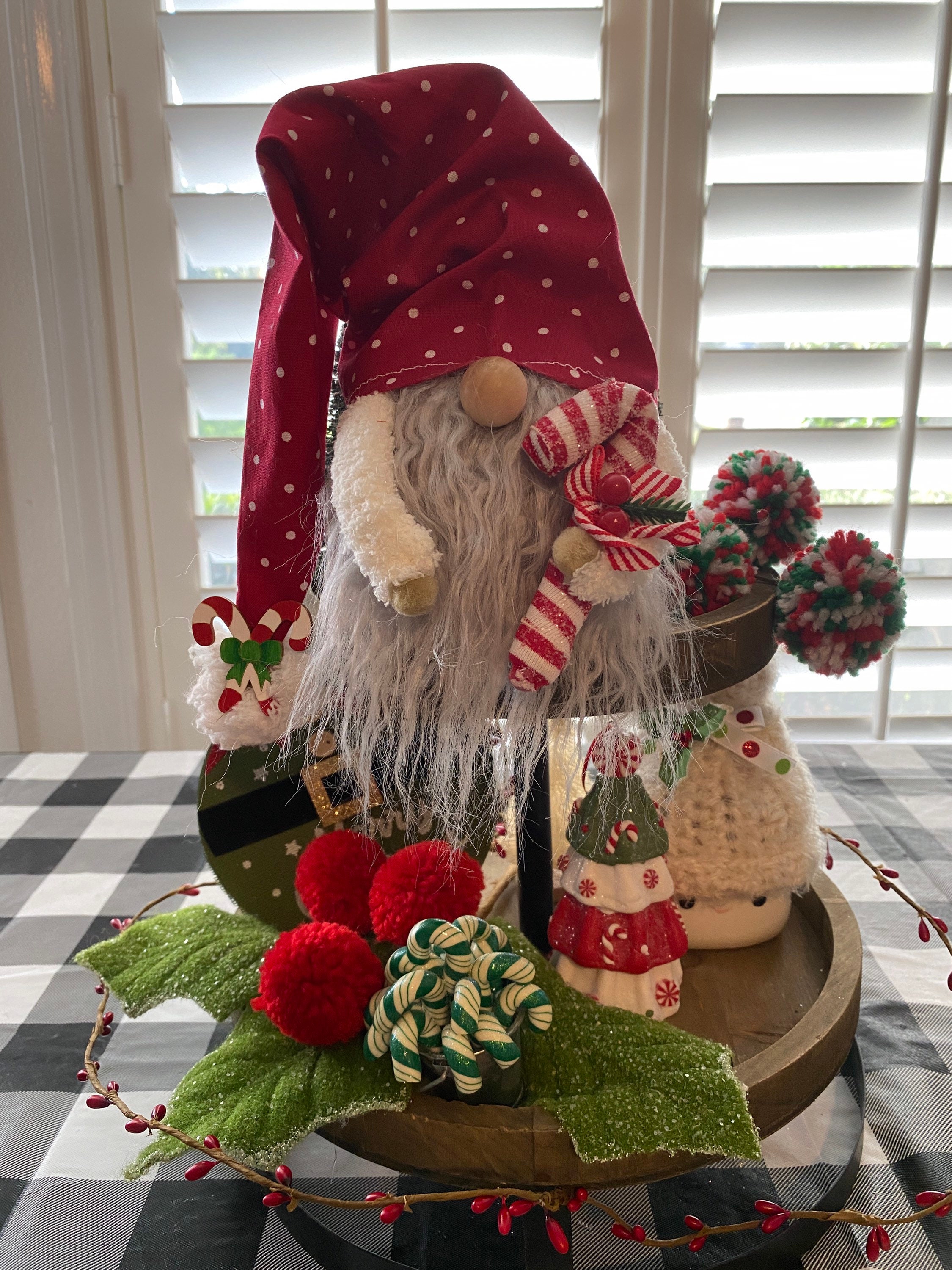 Candy Cane Christmas Gnome WinterDecorWinterGnome | Etsy