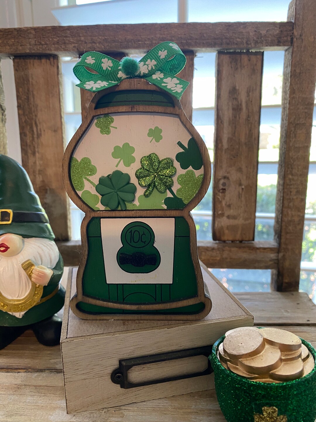 St. Patrick Day Wood Gumball Machine*springdecor*leprechaun ...