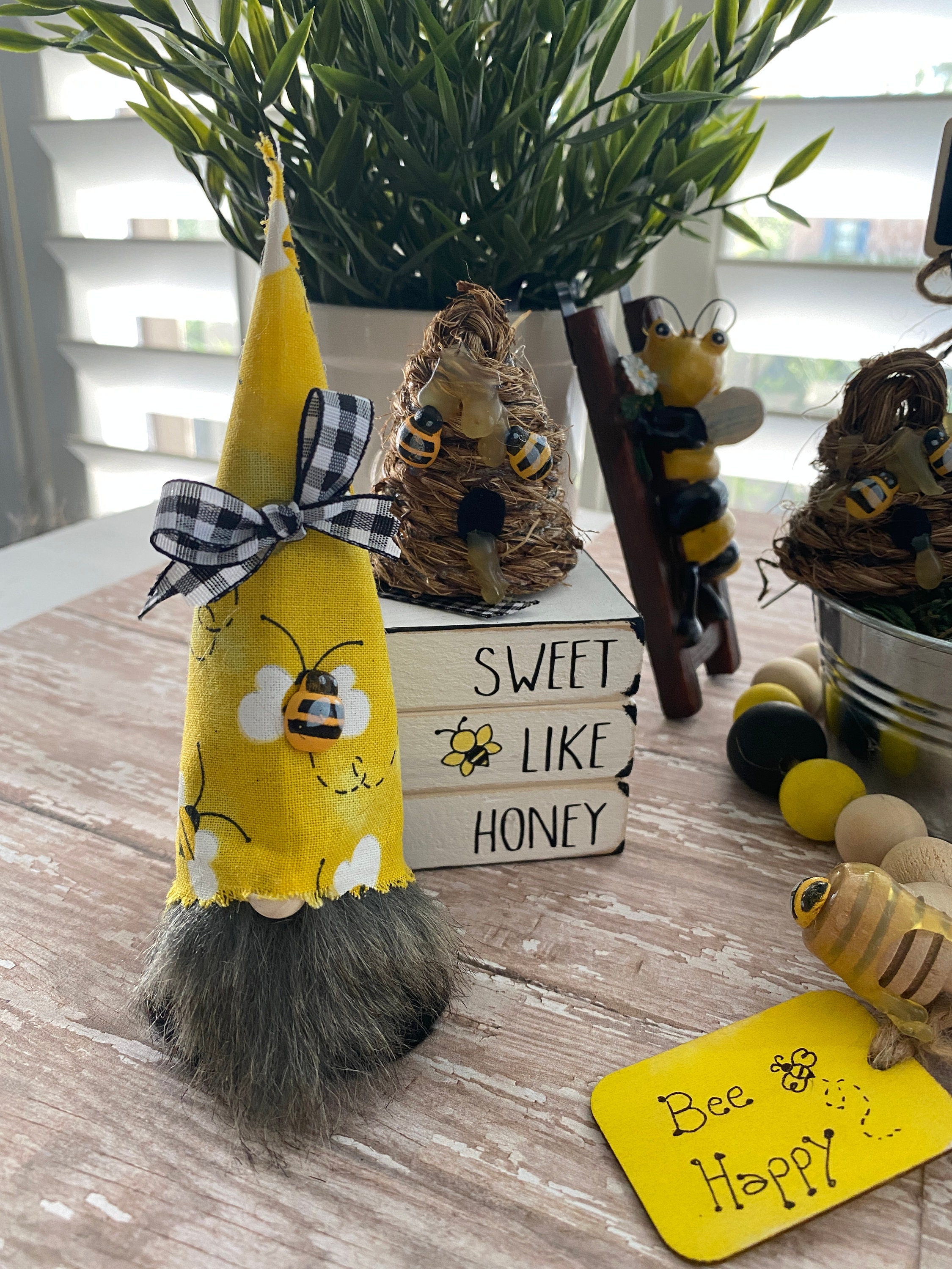 Bee Happy Mini Gnomes & Garland * Tiered Tray Accessories*summer*spring ...